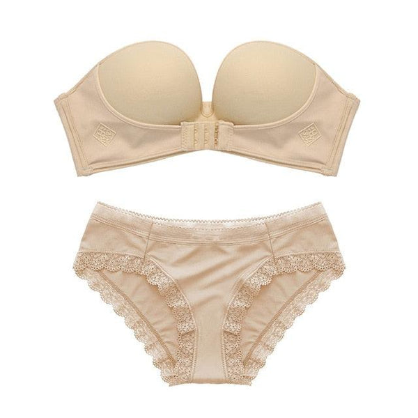 Sexy Push Up Bra Set - Women's Underwear Suit Wireless Strapless Bras ...