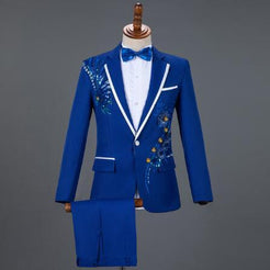Diamond Suit - Men Wedding Groom Tuxedo Suits - Men'S Stand Collar Pro ...