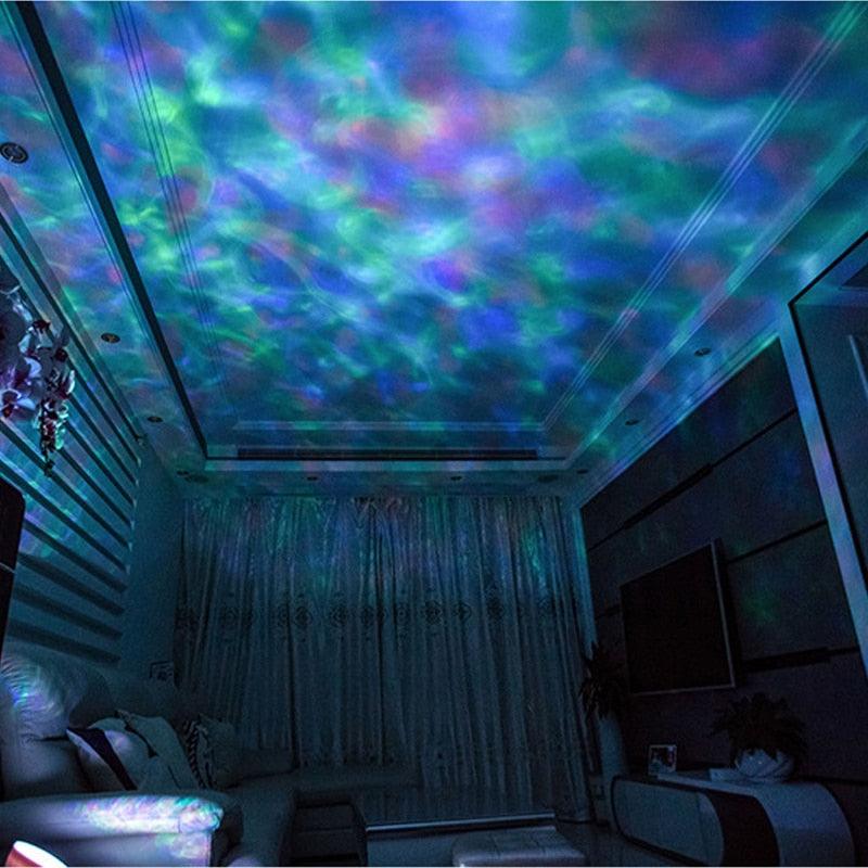 Ocean Wave Projector Colorful Remote Control TF Ceiling Mood Lamp with ...